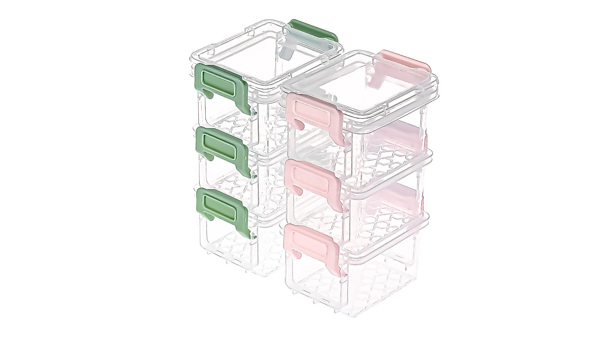 ISKYBOB Mini Stackable Storage Bins - Organize Small Items