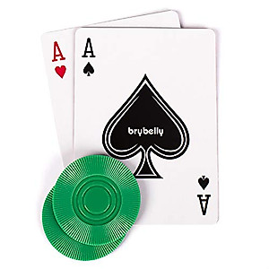 Brybelly 100-pack Interlocking Poker Chip Set - 2 Gram Lightweight Plastic Chips for Texas Hold Em Poker, Card Games, Casino Night, Mathematics Counting Learning, Large Bingo Markers (Green)