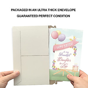 Prime Greetings Happy Birthday Card For Daughter-In-Law, Made in America, Eco-Friendly, Thick Card Stock with Premium Envelope 5in x 7.75in, Packaged in Protective Mailer