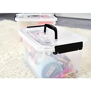 JUJIAJIA Clear Storage Latch Box/Bin, 2-Pack Plastic Organizing Container with Handle and Lids (7 QT/16QT)