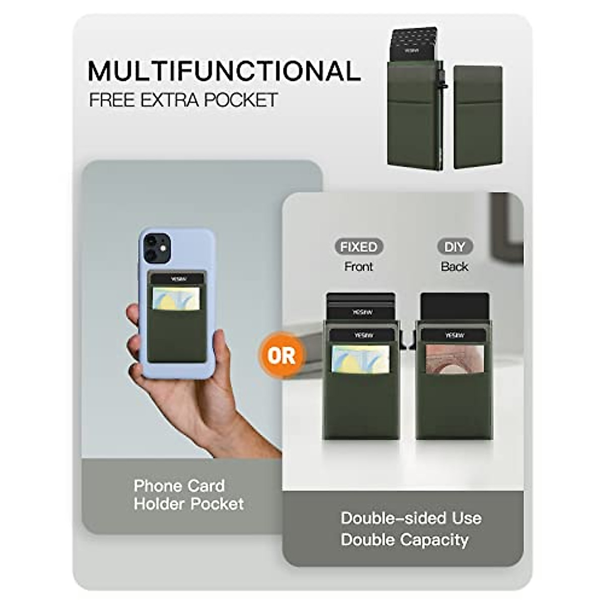 YESIIW Slim Card Holder Wallet - Minimalist Pop up Wallet for Men RFID Blocking with Money Pocket | Metal Wallet Card Case Green