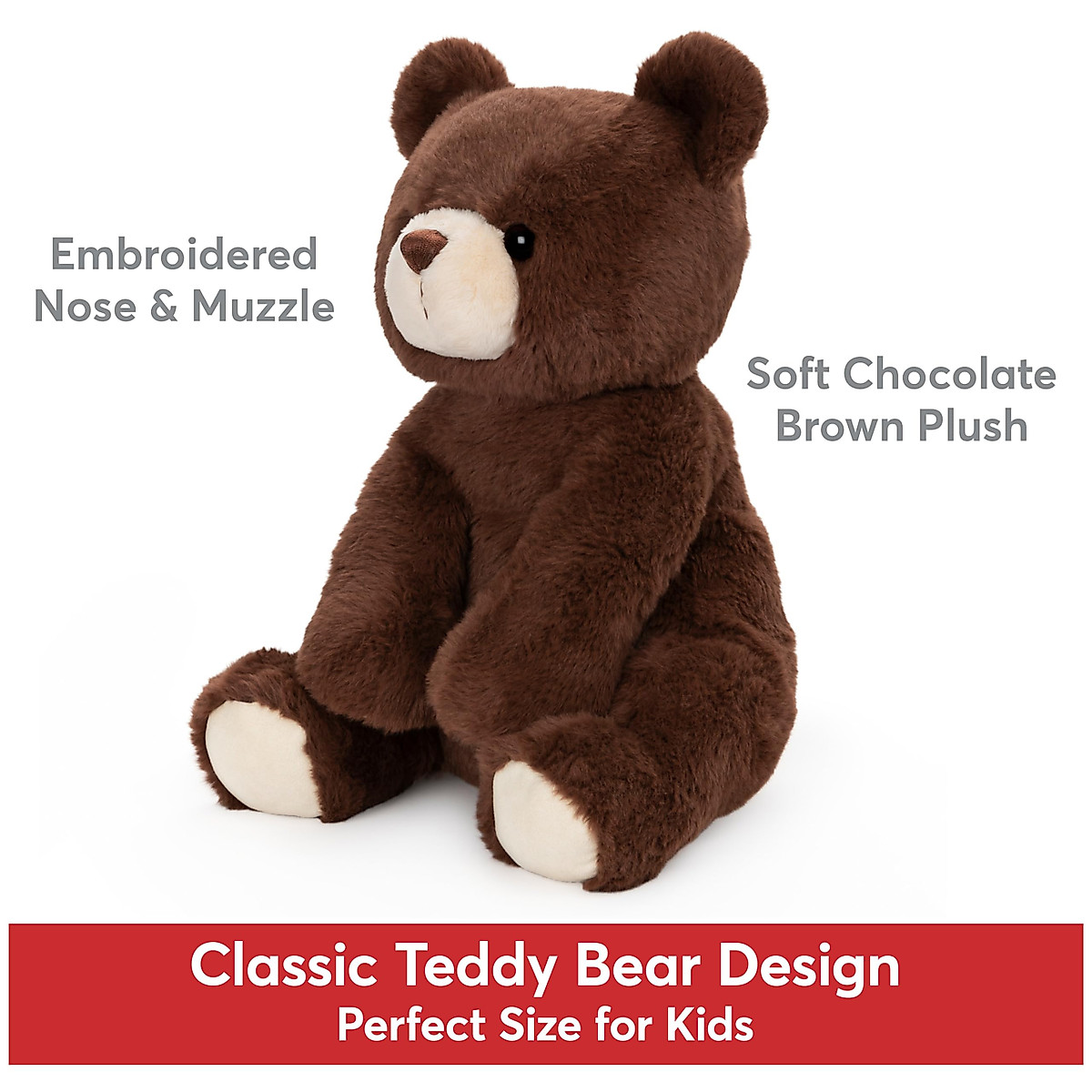 GUND Finley Teddy Bear, Premium Stuffed Animal for Ages 1 and Up, Chocolate Brown, 13”