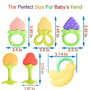 Baby Teething Toys 6 PCS BPA Free Silicone Baby Teethers, Freezer Safe Organic Infant Teething Toys Soft & Textured for Natural Brain Development