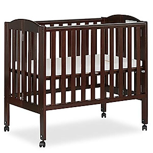 Dream On Me 2 in 1 Portable Folding Stationary Side Crib in Espresso, Greenguard Gold Certified 40x26x38 Inch (Pack of 1)