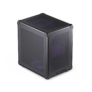 JONSBO C6 Black Mini MATX Mesh Case,Simple Compact Desktop Micro ATX Chassis,Upper Cover/Side Panel Tool-Free Open pc case, ATX Power Bite (L185mm Max.),Support 75mm CPU Cooler,GPU200-255m