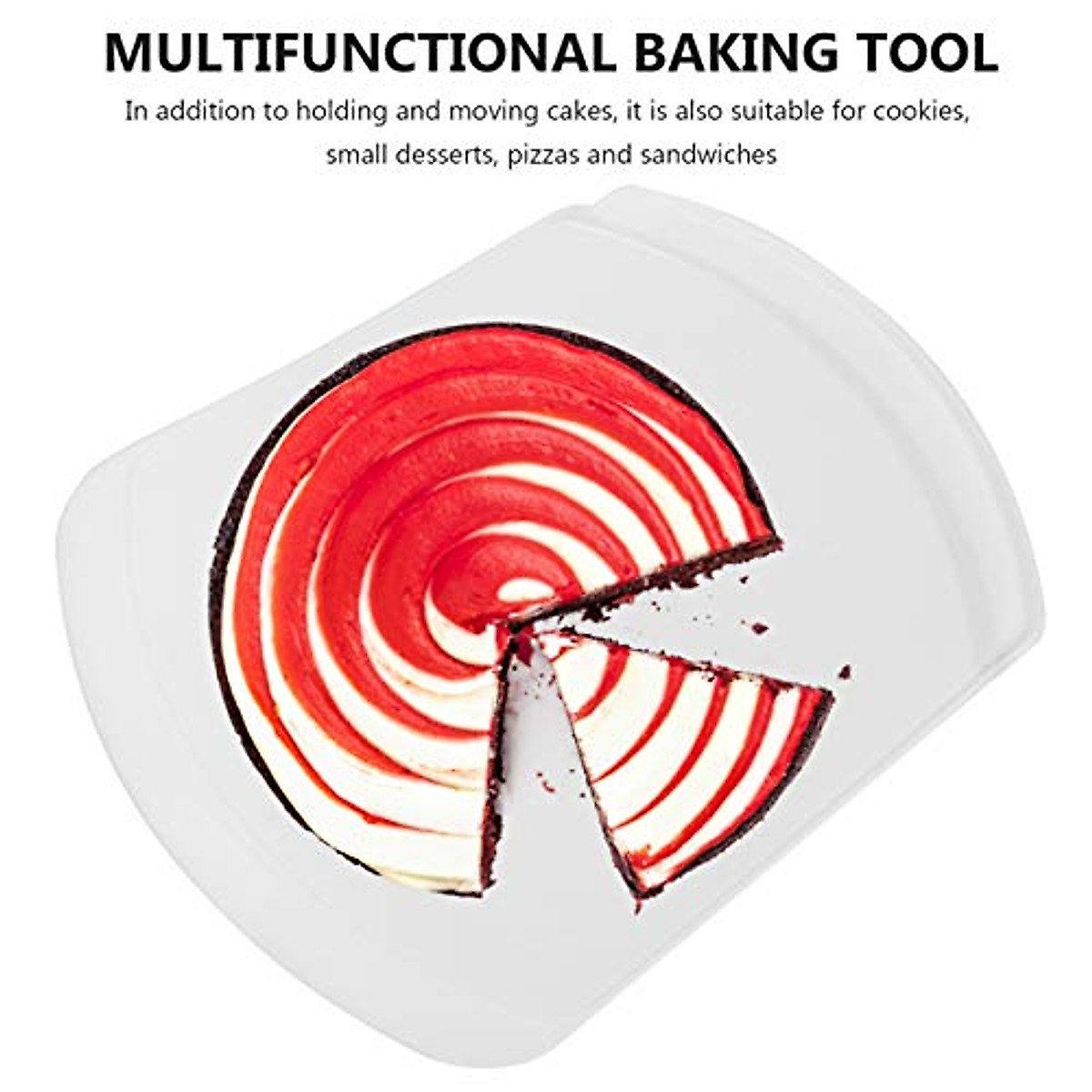 Hemoton 2pcs Cake Lifter Shovel Plastic Cookie Spatula Bottom Mover Scraper Cake Transfer Tray Pizza Lifter Transfer Tool White