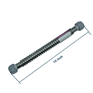 EZ-Fluid 12" x 3/4-Inch FIP x 3/4-Inch FIP, Corrugated Flexible Stainless Steel Water Heater Connector Supply Line for Female Iron Water Pipes Fitting,12-Inch (1-Pc)