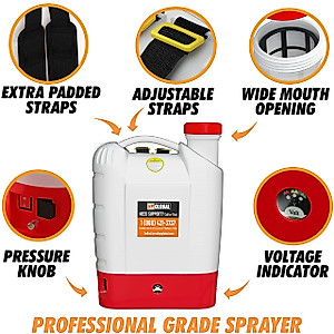 4.2 Gallon Battery Powered Backpack Sprayer - 8 Nozzles, 100PSI Cutoff Pressure, Long Battery Life, Wide Mouth, High-Pressure Spray Hose, Trigger Lock, Pressure Knob Controller