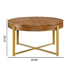 Gexpusm Round Wood End Table for Living Room, 2 Tier Farmhouse Circle Side Table, Rustic Mid-Century Wooden End Table for Apartment, Easy Assembly (Coffee Table, Ct-espresso,metal Leg)
