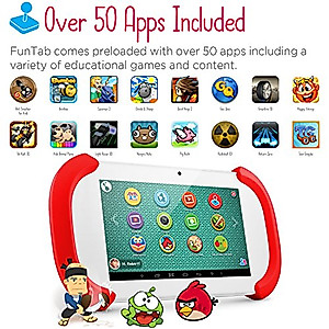 Ematic FunTab 7" HD Quad-Core Kid Safe Tablet with Android 4.2 & Kid Mode, Parental Controls, & Over 50 Apps, Red