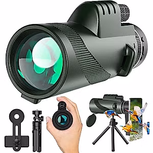 Monocular Telescope 80x100 High Power Monoculars for Smartphone with Tripod, HD Monocular for Adults, Lightweight BAK-4 Prism Monoculars for Hiking Hunting Stargazing Bird Watching-Green