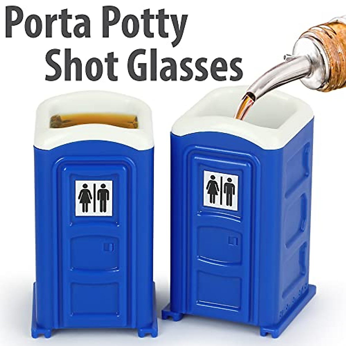 Porta Potty Shot Glasses, 1 Gift for Your #2 Humor", Funny Shot Glasses, Gag Gift for Men, White Elephant Exchanges, and Shot Glass Collectors