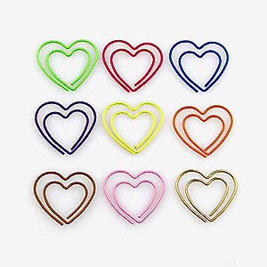 2 Boxes (100 Pieces) Heart Shaped Paper Clips Multicolor Paperclips Bookmarks Document Clips for School Home Office Supplies