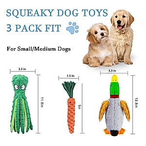 NBiefuny Dog Squeaky Toys Octopus - Crinkle Plush Dog Toys for Puppy Teething, Durable Interactive Dog Chew Toys for Small to Medium Dogs Training and Reduce Boredom, 3 Pack (Green+Octopus)
