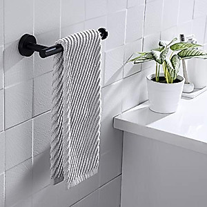 Fretech Black Hand Towel Holder，Hand Towel Bar Matte Black Hand Towel Rack 9Inch Bathroom Stable and Durable Stainless Steel Wall Mount Towel Ring Hb-105-D3