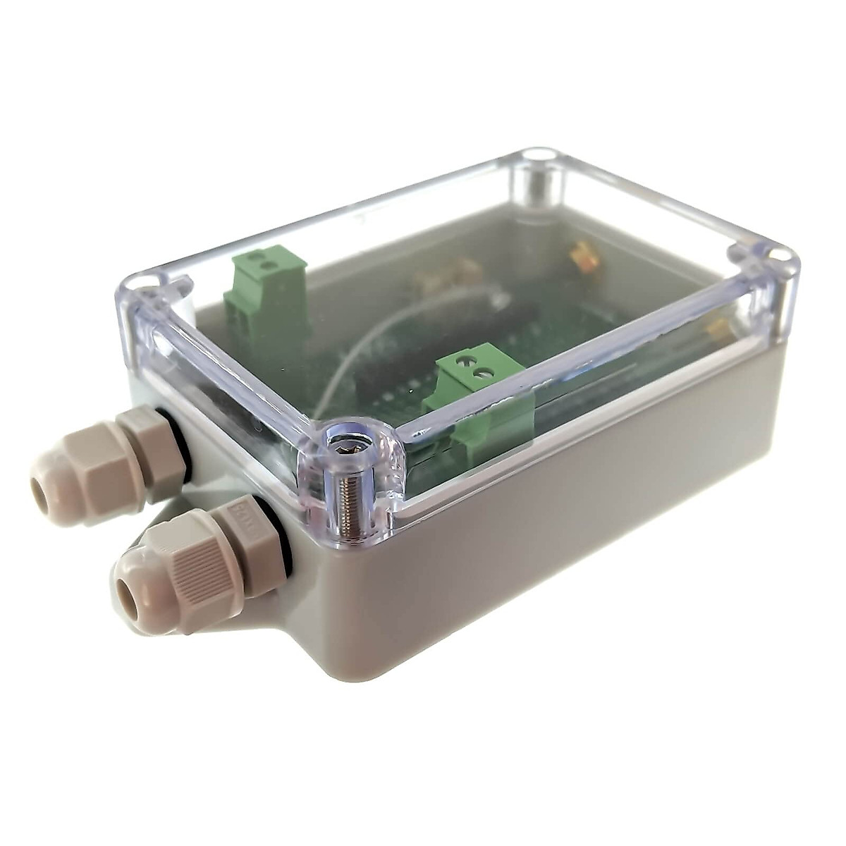 qBoxMini AMC DIY IOT Enclosure Kit (Two SMAs), IOT Enclosure for Arduino MKR ESP32 Cellular LoRa WiFi Board, Waterproof IP65 Enclosure with Glands, prototyping PCB connectors Set and Two SMAs