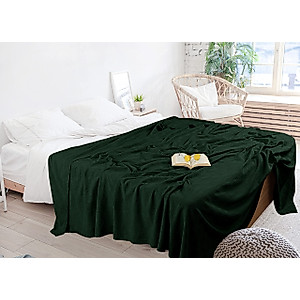 Utopia Bedding Forest Green 100% Cotton Blanket [Throw Size - 60x50 Inch] 350GSM Lightweight, Soft and Breathable Thermal Blanket for All Seasons