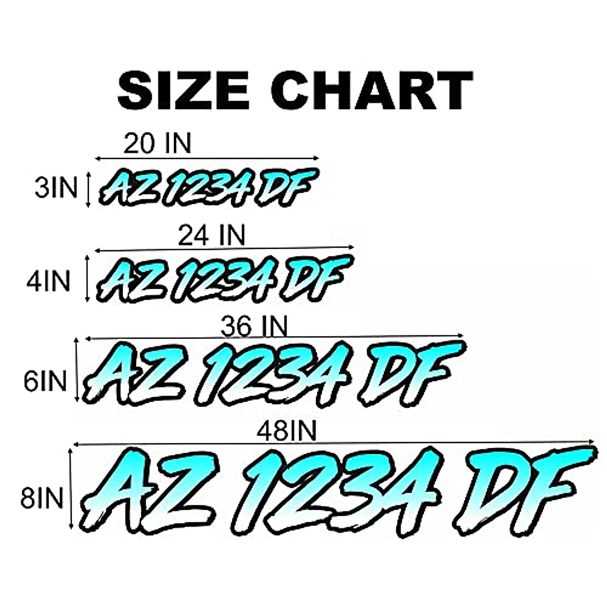 VulgrCo 2 Pack Pair Boat Registration Numbers Custom Personalized State Watercraft Vinyl Decal Sticker Tag Reg Number Lettering Premium Gradient Print