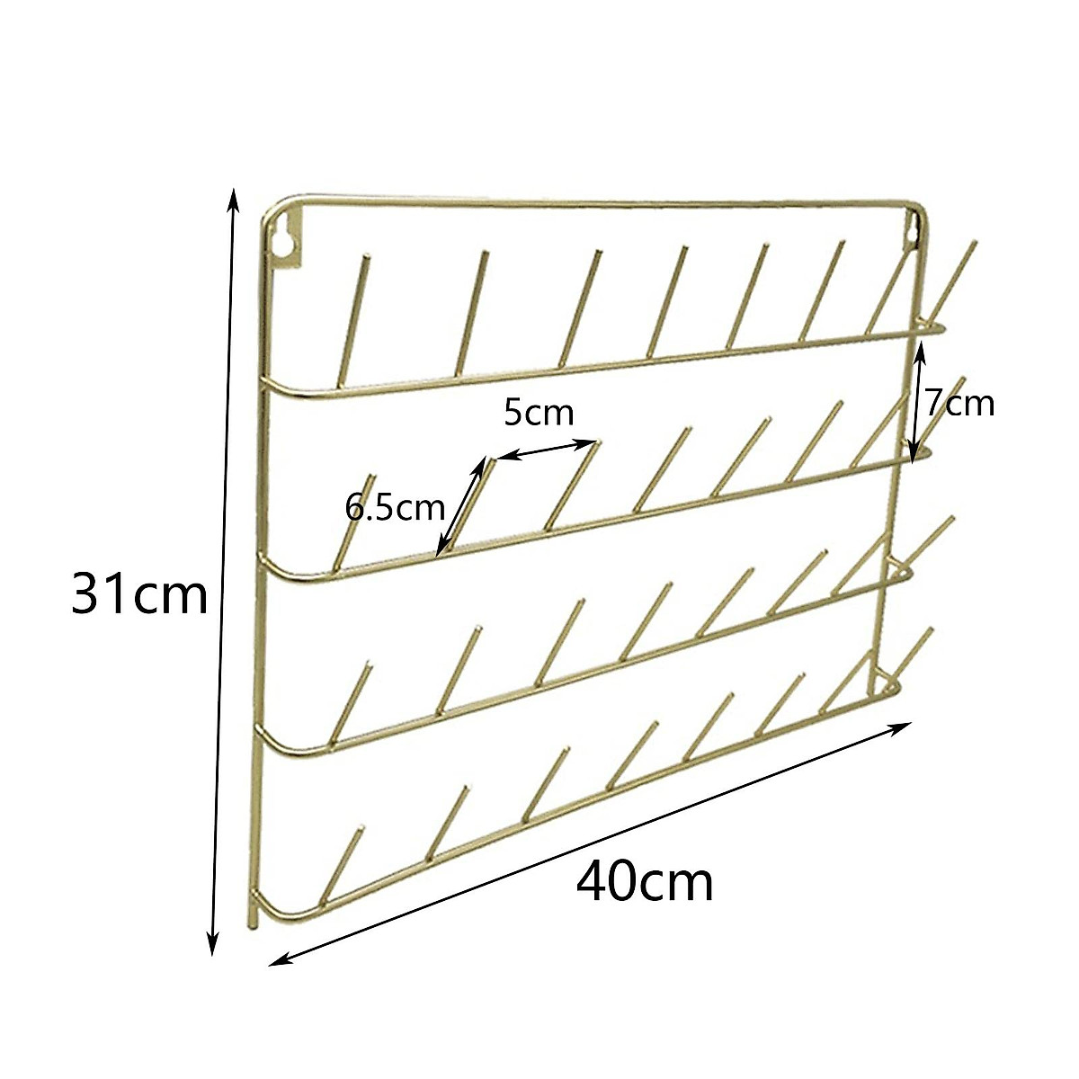 Generic 32 Spools Sewing Thread Rack, Tools Bobbin Supplies Hanging Rack Spool Holder for Hair Braiding Sewing Crocheting Cone Embroidery, 40x31cm, Gold