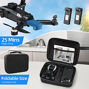 Drones with Camera for Adults and Kids,8K HD FPV Camera Drones with Carrying Case,Foldable Drones Remote Control Toys with 2 Batteries,One Key Start,Headless Mode,Speed Adjustment,3D Flips,Gifts for Boys Girls