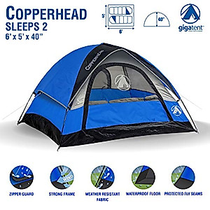 GIGATENT 6′ X 5′ 1-2 Person 3 Season Dome Tent Waterproof & UV Resistant Fabric Carry Bag Included