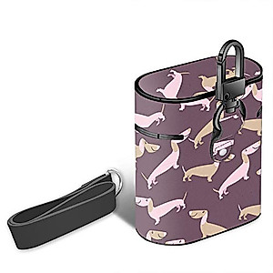 Luxury PU Leather Stand Protective Shockproof Cover Case Compatible with AirPods 1 & New Airpods 2 - Pinky Dachshund Pattern
