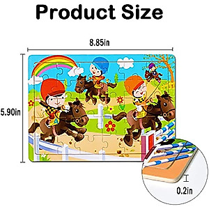 Puzzles for Kids Ages 3-5, 6 Pack Wooden Jigsaw Puzzles for Toddlers 30 Pieces Preschool Educational Learning Toys Set for Boys and Girls