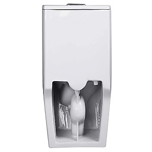 Fine Fixtures Dual-Flush Elongated One Piece Toilet Bowl - Soft Close Seat with High Efficiency Dual Flush in White…