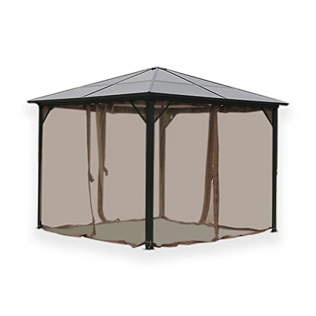 Garden lucky Replacement Gazebo Mosquito Netting 4 Panels for Patio Garden Backyard (10'x10', Khaki, Only Netting)