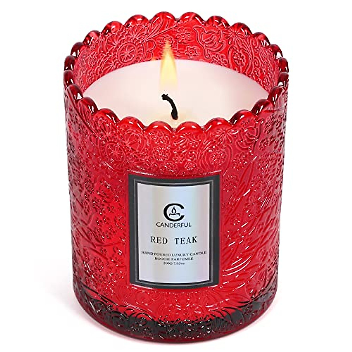 LUKKLOVE Red Teak Candle, Scented Candles Gifts for Women, Single Wick Glass Candles for Home Scented, Over 45 Hours of Burn Time Classic Glass Tumbler