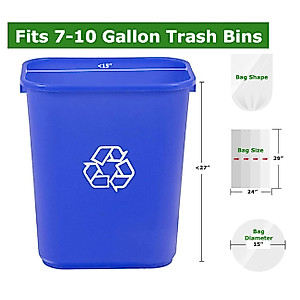 7-10 Gallon Clear Garbage Bags (110 Bags) 29" x 24" Extra Large Medium Kitchen Trash Bags Paper Shredder Bags Can Liners for Home and Office Bins, 110 ct. (Fits 7 Gal, 8 Gal, 9 Gal and 10 Gal Bins)