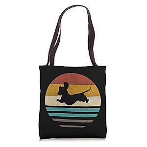 Dachshund Vintage Silhouette 60s 70s Retro grunge Dog Lover Tote Bag