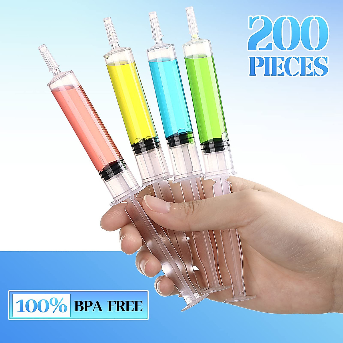 Eccliy Syringes with Cap 10 ml 0.34 oz Reusable Plastic Syringes Durable for Nurses Graduation Bachelorette Summer Parties(200 Pcs)