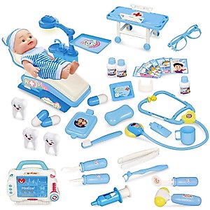 Fun Little Toys 18PCS Doctor Kit for Kids Doctor Playset, Kids Doctor Toys with Realistic Medical Toy Toddler Pretend Play Doctor Set Educational Toys for Kids Medical Kit for Toddler Gifts