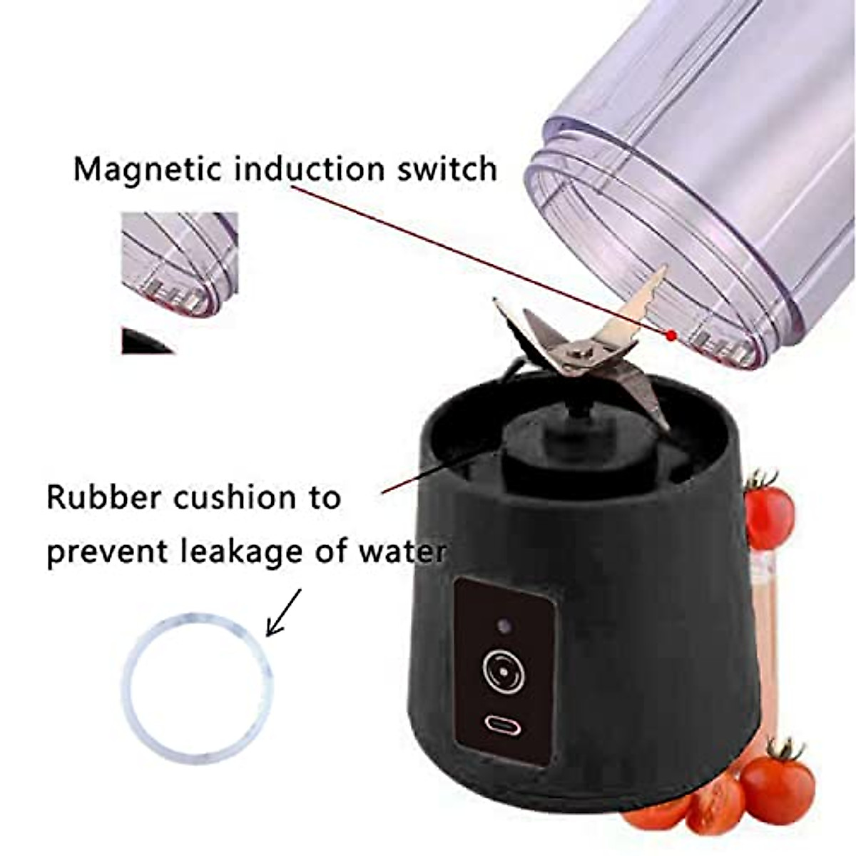 MilkShot Portable Blender, Personal Blender for Shakes & Smoothies, USB Rechargeable Mini Blender with Six Stainless Steel Blades, 4000mAh Fruit Juice Mixer for Travel, Car, Office, 380ML, Black