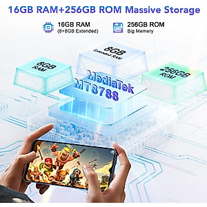 CUBOT P80 Unlocked Cell Phone,16GB RAM+256GB ROM,MT8788 Octa-core Android 13 Mobile Phone,6.58" FHD+ Display,5200mAh 2-Day Battery,48MP+24MP Camera,4G Dual Sim Smartphone with Headphone,NFC (Purple)