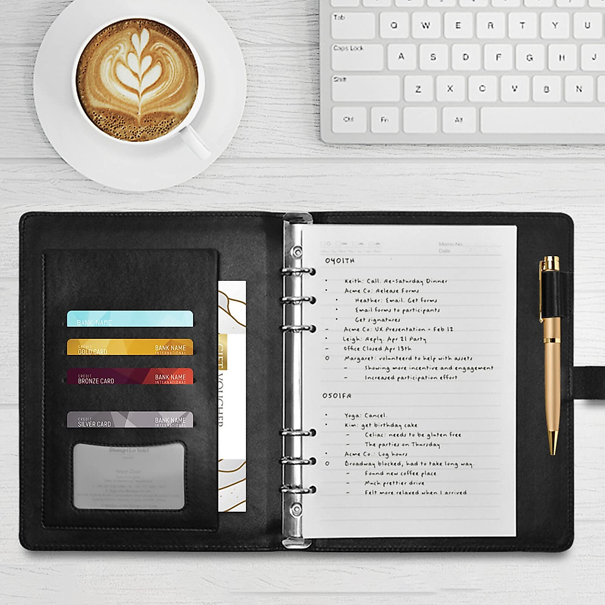 Magic Witch Halloween Skull A5 Refillable Notebooks Journals, 6-Ring Binder Hard Cover Journal PU Leather Notebook Diary with Pockets & Pen Holder Loop