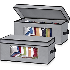 SLEEPING LAMB Stackable Hat Organzier for Baseball Caps, 2 PCS Hat Storage Boxes for Closet Hold 30 Caps with Cardboard, Grey