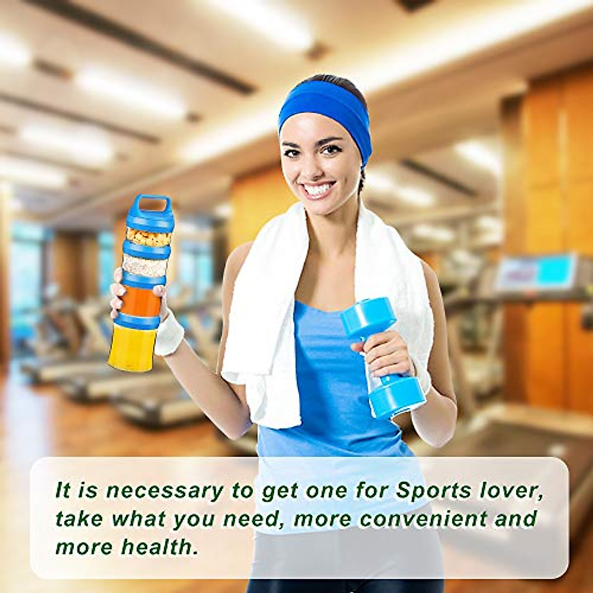 Dolibest stackable snack containers, Twist Lock Stackable Snack Jars, Stackable Containers Set for Storing Milk, Protein Powder, Snacks, Nuts, BPA Free, 4-Piece (Blue, 31oz)