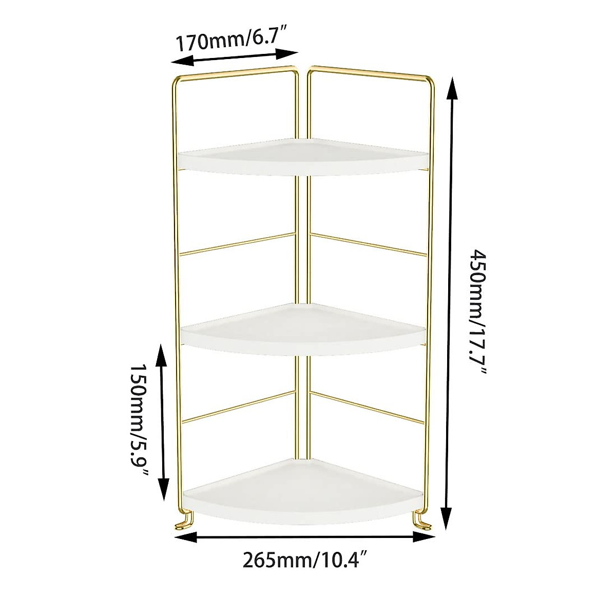3-Tier Kitchen Spice Rack , Standing Rack,Triangle Bathroom Countertop Storage Shelf ,Cosmetic Organizer Holder , Stackable Cabinet Organizer , Kitchen Counter Shelf , Corner Spice Rack ,Golden