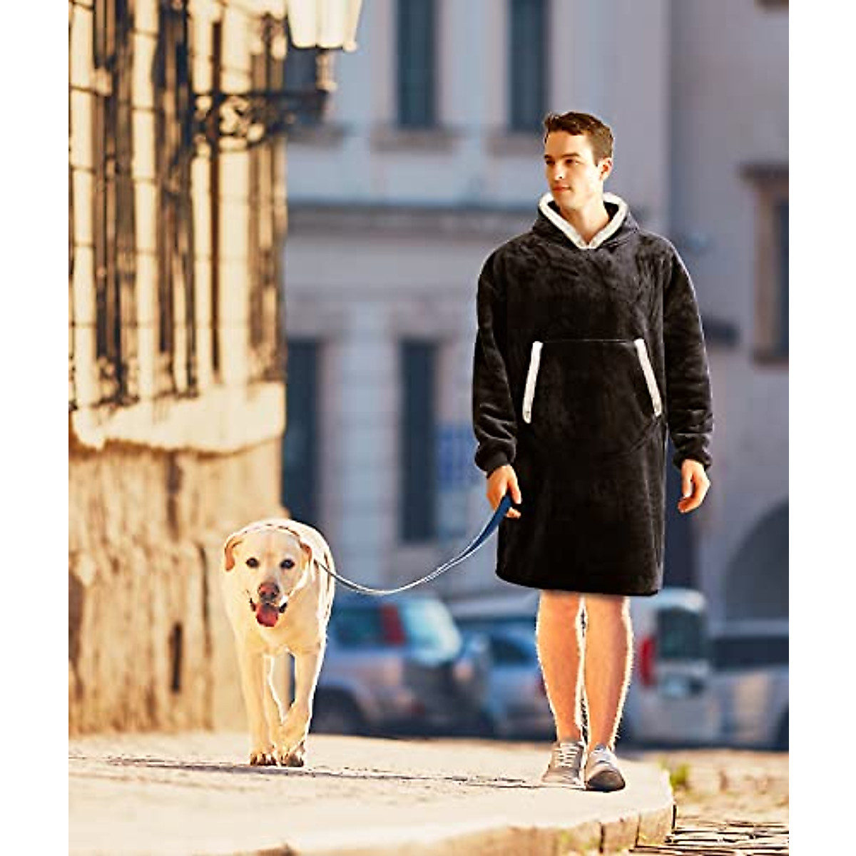 Wearable Blanket Super Warm and Cozy Fleece Sweatshirt Giant Blanket Hoodie for Women and Men, Large Front Pocket