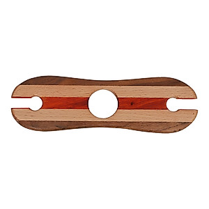 Frescorr - Wine Bottle & Glass Holder - Handmade Wooden Counter Stand for Wine for Two Glasses & Bottle (Straight)