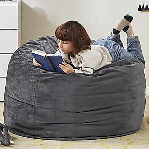 Codi Bean Bag Chair for Kids with Filler Included 10-12 | Comfy Kid Beanbag Chair 3 FT, Memory Foam Added | Machine Washable, Charcoal Grey, 3ft