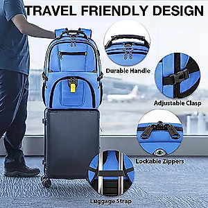 YOREPEK Travel Backpack, Extra Large 50L Laptop Backpacks for Men Women, Water Resistant College Backpack Airline Approved Business Work Bag with USB Charging Port Fits 17 Inch Computers, Cobalt Blue