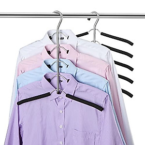DOIOWN Blouse Tree Hangers Clothes Hangers Non Slip Space Saving Stainless Steel Shirt Hangers Sweater Hangers Coats Hangers Closet Organizer (2, Black)