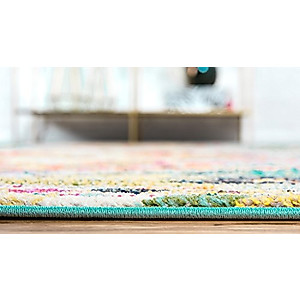 Unique Loom Vita Collection Over-Dyed Southwestern Tribal Vintage Area Rug, Rectangular 5' 0" x 8' 0", Turquoise/Yellow