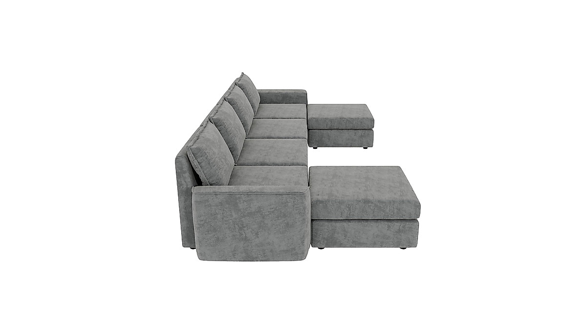Ball & Cast 115" Chenille U-Shaped Sectional Sofa - Modern Gray Couch