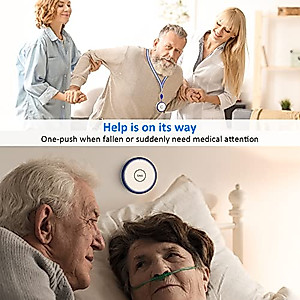 Caregiver Pager, METAK SOS Alert Button Nurse Call System for Seniors, Patients, Disabled or Elderly Monitoring at Home with 58 Chimes and up to 120dB Lound Volume