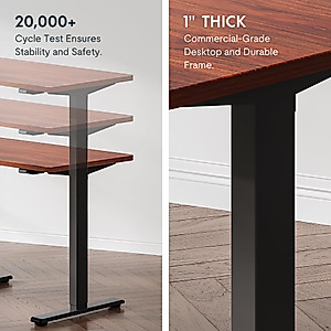 FLEXISPOT EC1 Standing Desk 55 x 28 Inches Electric Stand Up Desk Workstation, Whole-Piece Desk Board Home Office Computer Height Adjustable Desk (Black Frame + 55" Mahogany Top 2 Packages)
