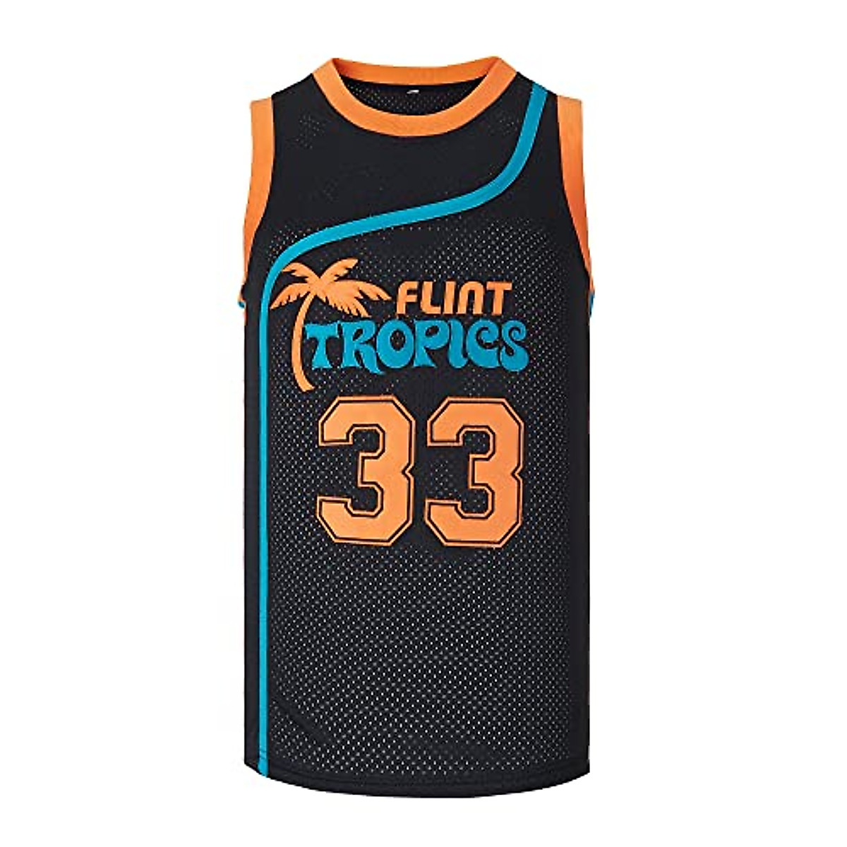 kekambas Men's #33 Moon Flint Tropics Movie Basketball Jersey Stitched Black Size L
